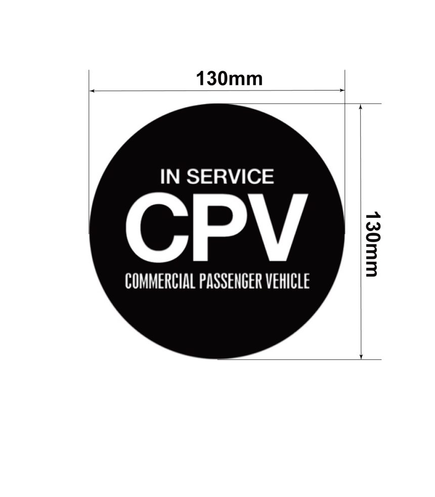 Commercial Passenger Vehicle Sticker In Service 130x130mm - Fantastic Signs