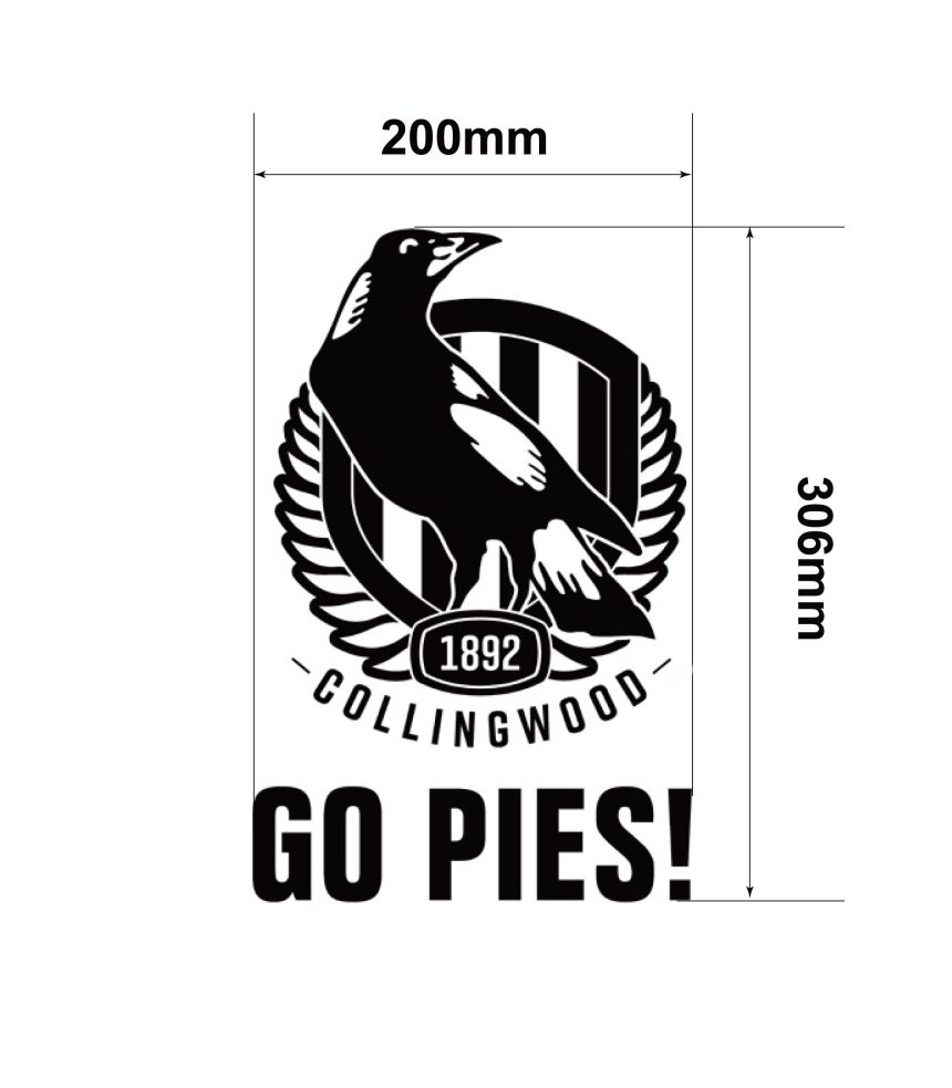 AFL Sticker Collingwood Go Pies Vehicle Window Decal - Fantastic Signs