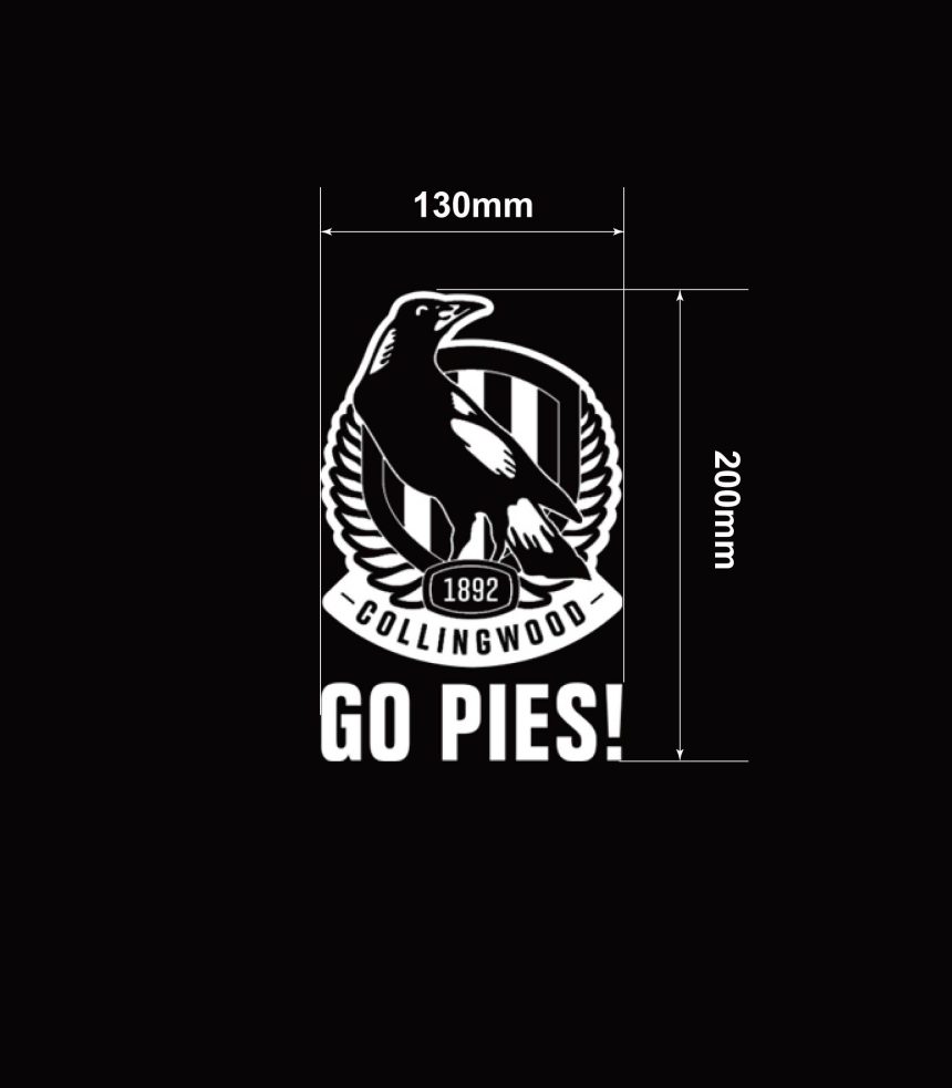 AFL Sticker Collingwood Go Pies Vehicle Window Decal - Fantastic Signs