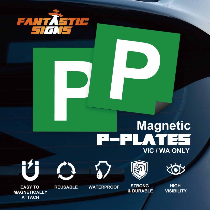Magnetic Green P Plates for VIC WA Car Licence 2 Pieces - Fantastic Signs