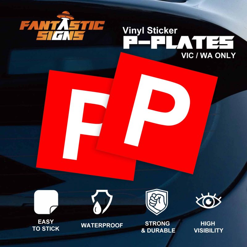Red P Plates Vinyl Stickers for VIC WA Car Licence 2 Pieces - Fantastic ...
